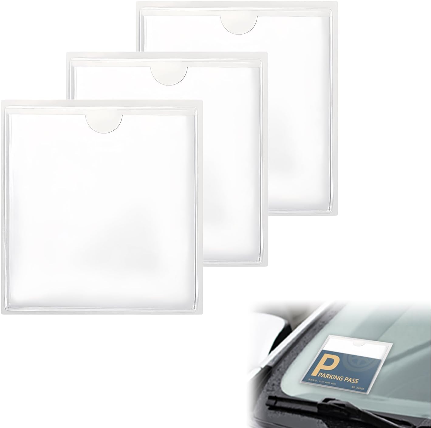 vvag 3Pcs Windshield Sticker Holder, Clear Car Window Pass Permit ...