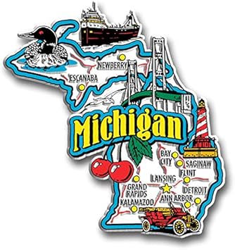 Amazon.com: Michigan Jumbo State Magnet by Classic Magnets, Collectible ...