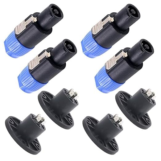 SP Electron Combo Pack of 4 Pcs Speakon Cable Amplifier Connector with ...