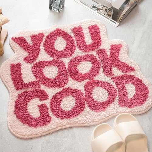 Amazon.com: DyeFury You Look Good Bath Mat Pink, Cute Bathroom Rugs for ...