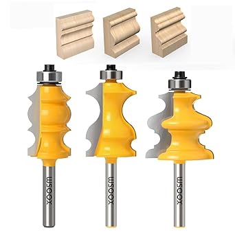 WSOOX 3PCS Architectural Molding Router Bit Set 3 Style Classical ...