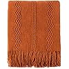 BATTILO HOME Caramel Throw Blanket with Fringe Geometric Bed Throws ...