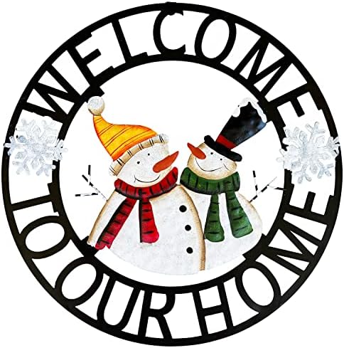 Amazon.com: Deroro Welcome Winter Snowman Blue Front Door Sign, Buffalo ...