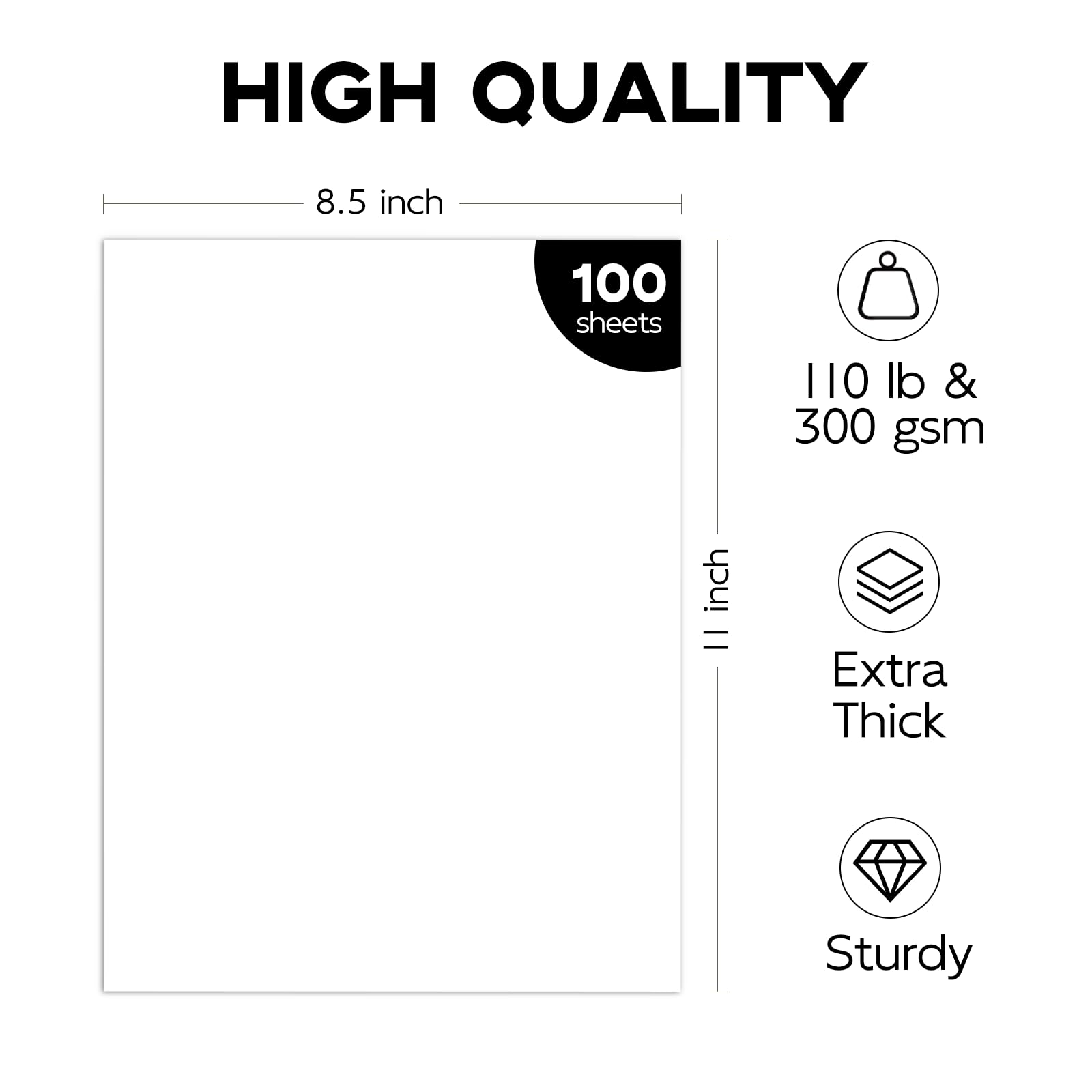 Snapklik.com : 110lb White Cardstock 85x11, 100 Sheets Heavyweight ...