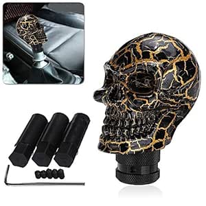 Trest Black Golden Skull MT Car Stick Shifter, Small Teeth Devil Head ...