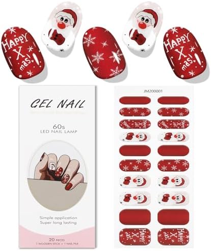 Amazon.com : JMEOWIO Gel Nail Stickers Christmas Snowflake Holiday Semi ...