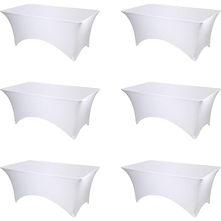 Amazon.com: 6 Pack White Fitted Spandex Table Covers - 6Ft Stretch ...