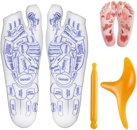 Amazon.com: Awoeorsty Foot Reflexology Chart Socks with Massage Tools ...