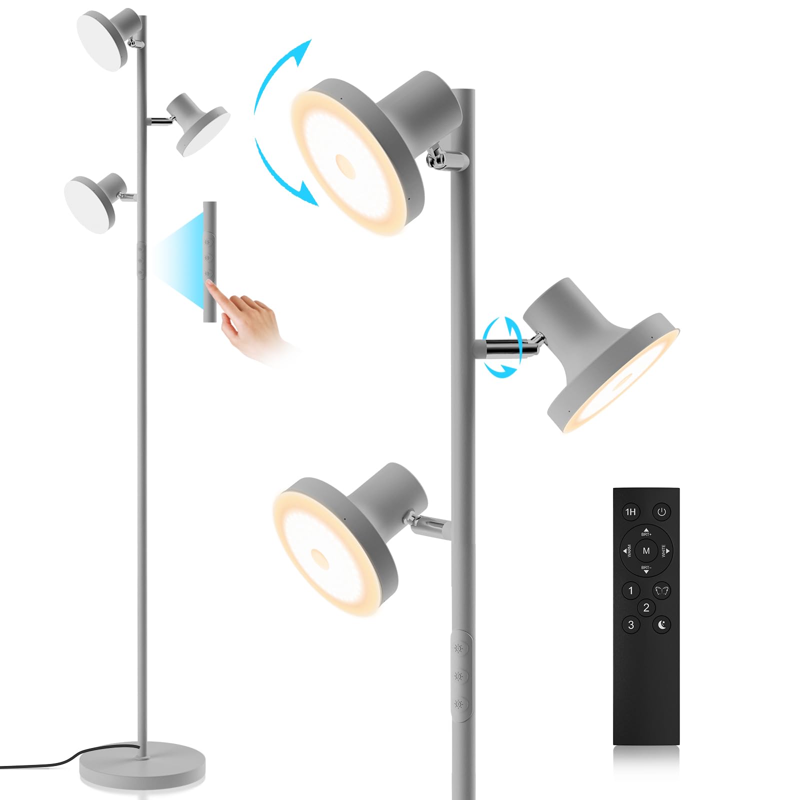 SIBRILLE LED Tree Floor Lamp, 36W Industrial Dimmable Standing Lamp ...