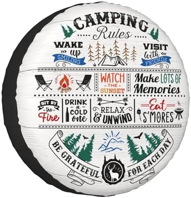 Amazon.com: Camping Rules Rv Spare Tire Cover, Camper Spare Tire Cover ...
