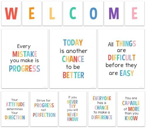 Decorably 15 Colorful Classroom Welcome Bulletin Board Set, 11x14in ...