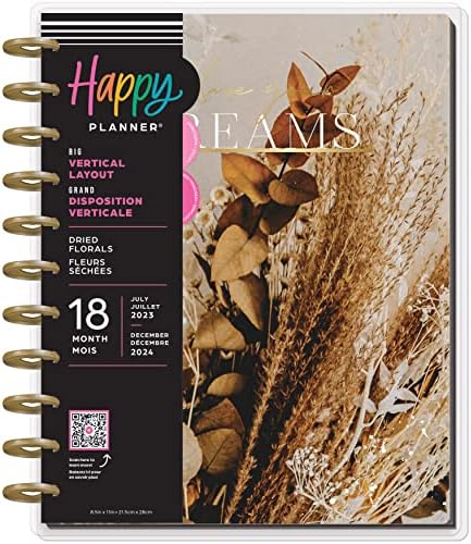 Amazon.com : Happy Planner Big 18-Month Planner-Dried Florals; July '23 ...