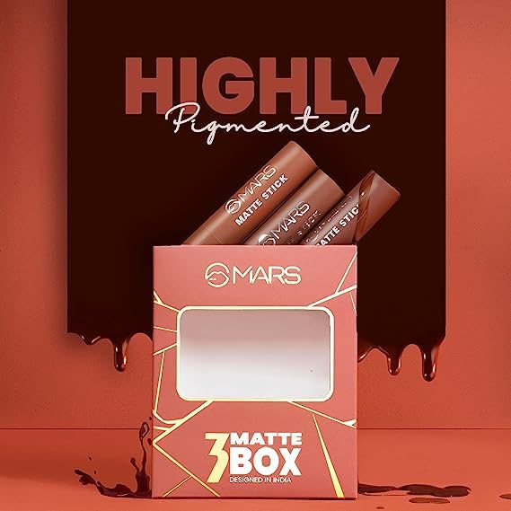 Buy WOODZON Mars Matte Stick Lipstick Box Set of 3 | Long Lasting and ...