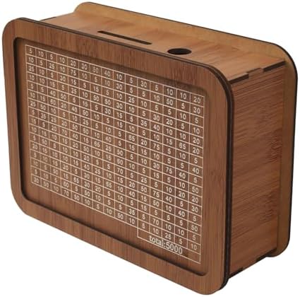 Divove Wooden Money Box, Erasable Money Box Reusable Savings Objective ...