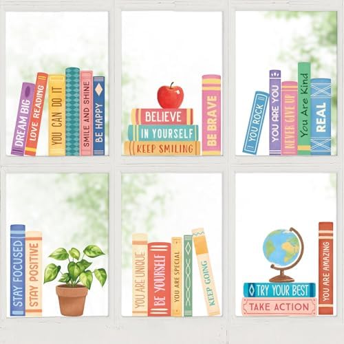 Amazon.com: 8pcs Back to School Book Window Clings for Classroom ...