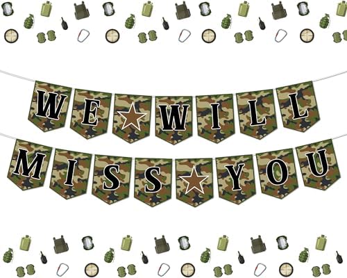 Amazon.com: Wonmelody Army We Will Miss You Banner Army Going Away Themed Decor Army Farewell ...