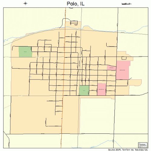 Large Street & Road Map of Polo, Illinois IL - Printed poster size wall ...