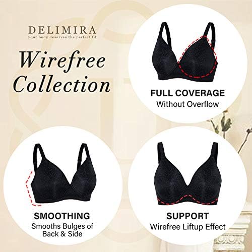 DELIMIRA Women's Wireless Plus Size Seamless Full Coverage Lightly ...