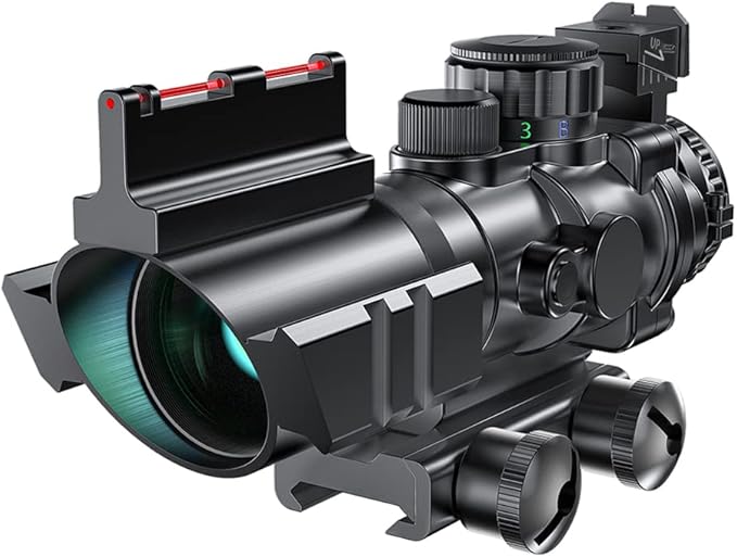 Paike Rifle Scope 4x32 with Red & Green &Blue Illuminated Reticle with ...