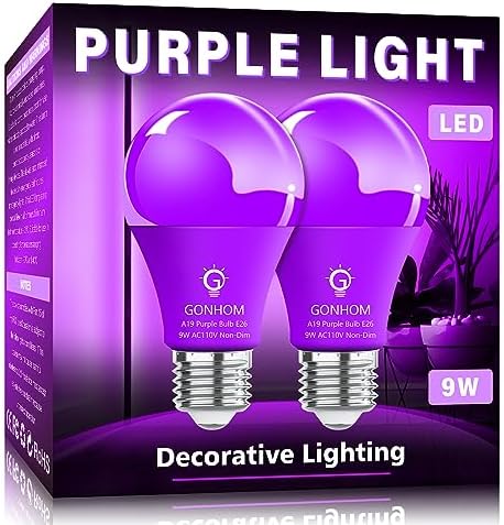 Bluex Bulbs 2 Pack LED A19 Purple Light Bulb - 9W (60Watt Equivalent ...
