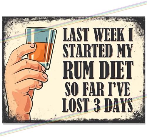Rum Diet Metal Bar Sign Father's Gift Logo Man Cave Tin Vintage Hanging ...