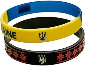 Amazon.com: Generic 2pcs Ukraine Flag Wristband Ukraine Bracelets ...
