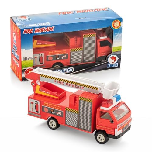 Fire Brigade Kids Rescue Truck Toy with Pull-Back Action Movable ...