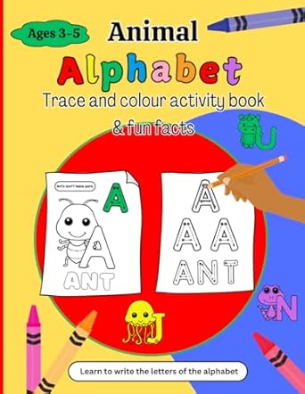 Animal alphabet trace and colour activity workbook and fun facts for ...