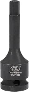 uxcell 1/2" Drive x H8 (8mm) Impact Hex Bit Socket, Metric 3" Length ...
