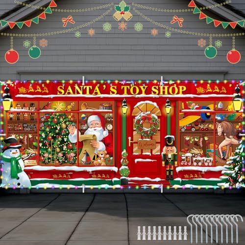 Amazon.com : Tatuo 16x7ft Christmas Garage Door Decoration with LED ...