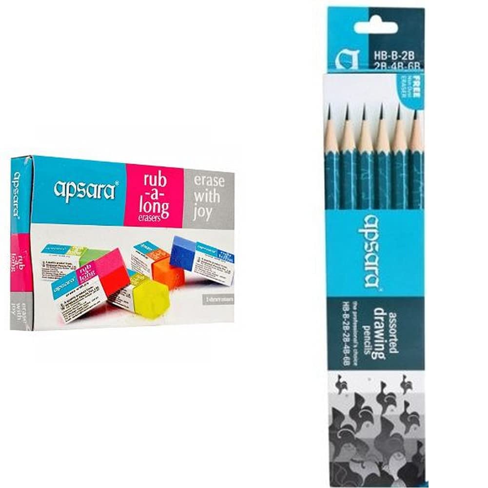 Apsara R-A-L Eraser Big - Pack of 20 Assorted Drawing Pencils, HB, B ...