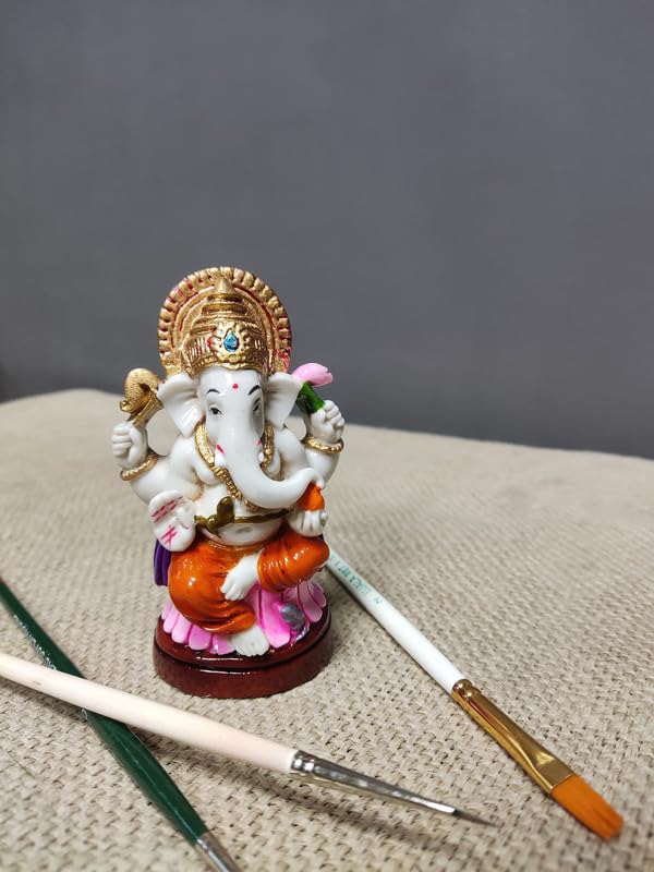 Buy PRATIMA Polyresin Ganesh Sitting on Lotus Idol|Kamal Ganesh|Ganpati Murti|Ganesha Idol for ...
