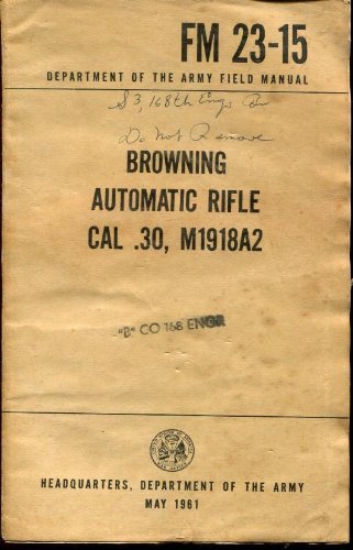 FM 23-15 Browning Automatic Rifle Cal .30, M1918A2 - 1961: Department ...