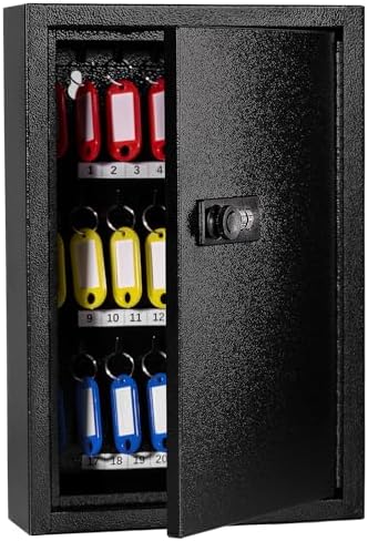 Key Box Wall Mount with Code, Key Cabinet Lock Box for 40 Keys, Metal ...