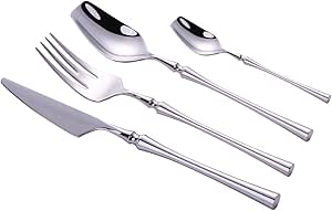 Amazon.com: SAIFFE Cutlery set, 4-piece silver stainless steel cutlery ...