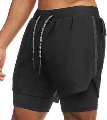 Dress Cici Black 2 in 1 Running Shorts Reflective Strips, 5 inch 2 ...