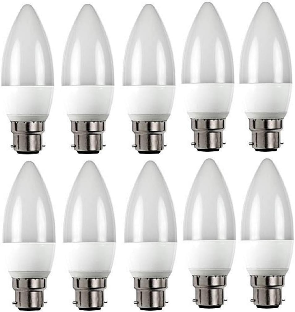 V-Tac LED 3w B22 Candle Bulbs - Pack of 10 Bulbs - B22 / BC/Standard ...