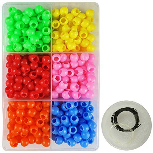 eshoppee 6 Colors Plastic Beads for Key Chain Keyring Jewellery Making ...