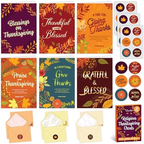 Amazon.com : TRIDECOR Thanksgiving Cards with Envelopes, 6 Folded 5"x7 ...