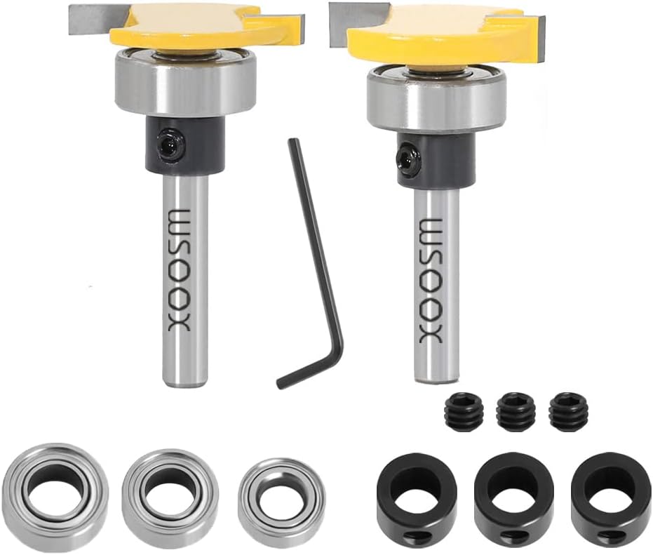 WSOOX Top Bearing Slot Cutting Router Bits Set Biscuit Bit and 1/4 ...