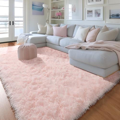 Amazon.com: KICMOR 8x10 Pink Area Rugs for Living Room Girls, Machine ...