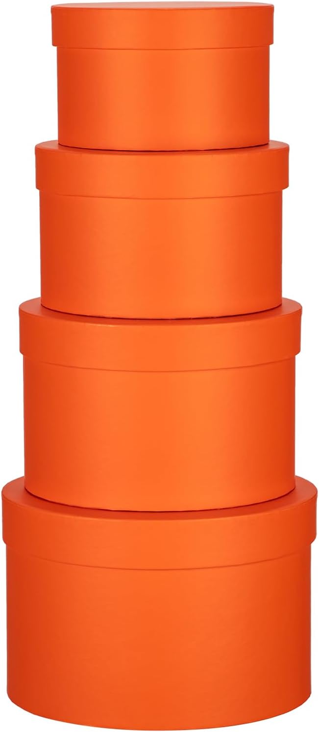 Amazon.com: Round Gift Boxes with Lids 4PCS Orange Gift Box for ...