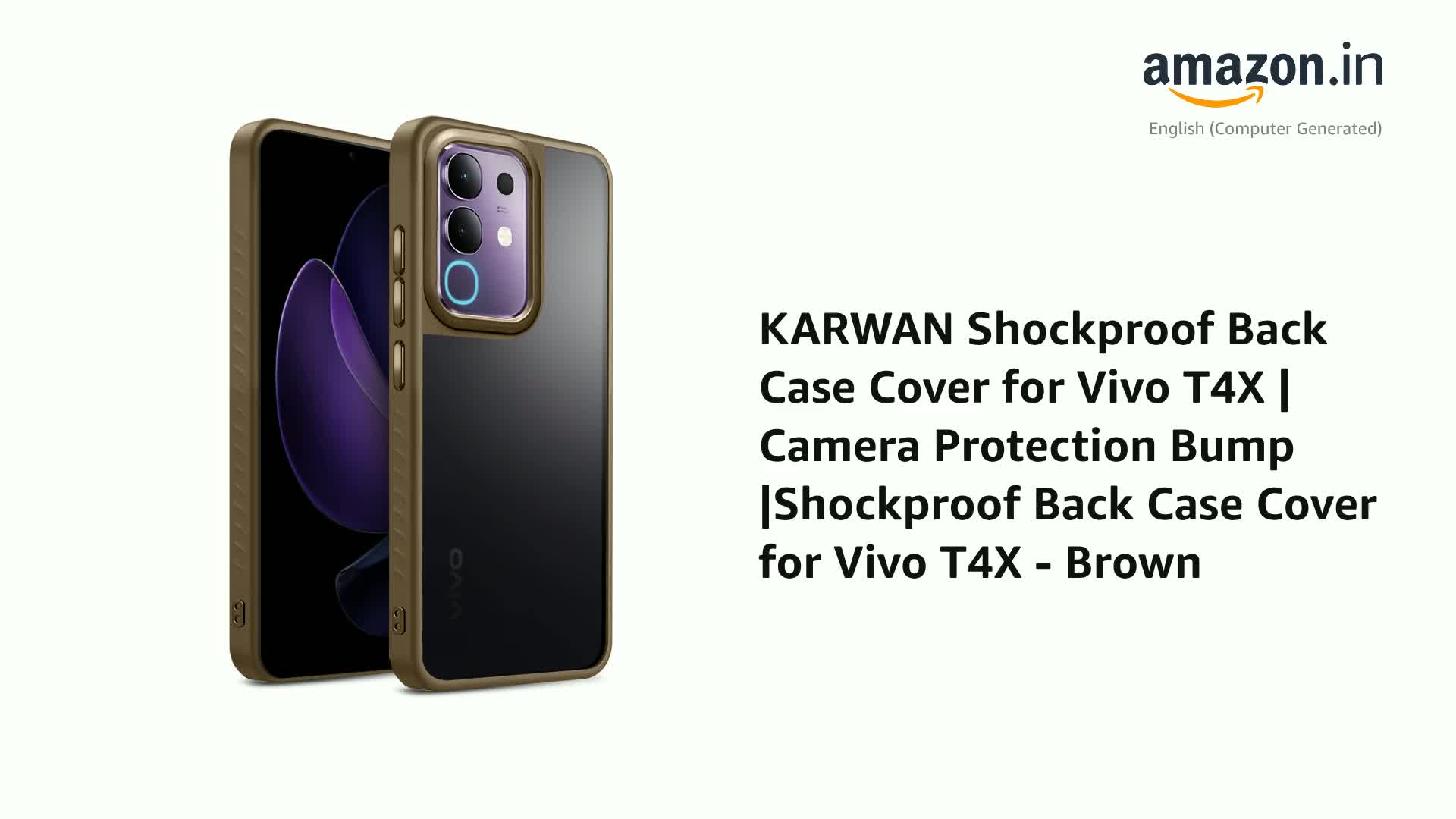 Watch KARWAN Shockproof Back Case Cover for Vivo T4X | Camera ...