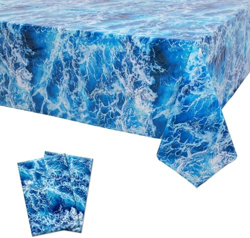 Amazon.com: PHOGARY 2 PCS Ocean Waves Plastic Tablecloth Ocean Party ...