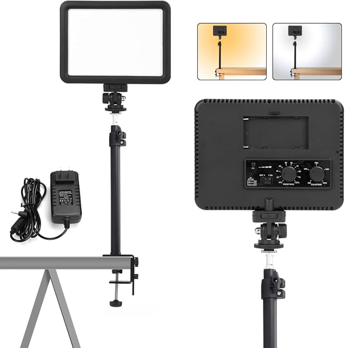 Abeststudio LED Video Lighting Kit with Metal Desk Mount Stand ...