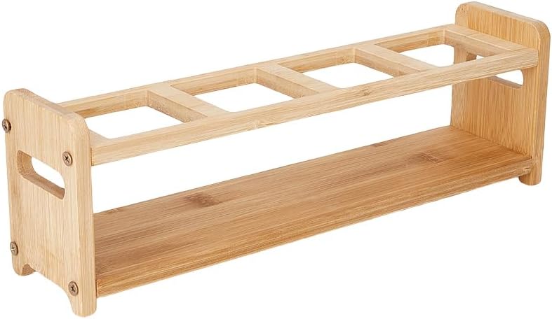 Amazon.com: SUPERFINDINGS 4 Holes Wooden Kitchen Spice Bottle Organizer ...