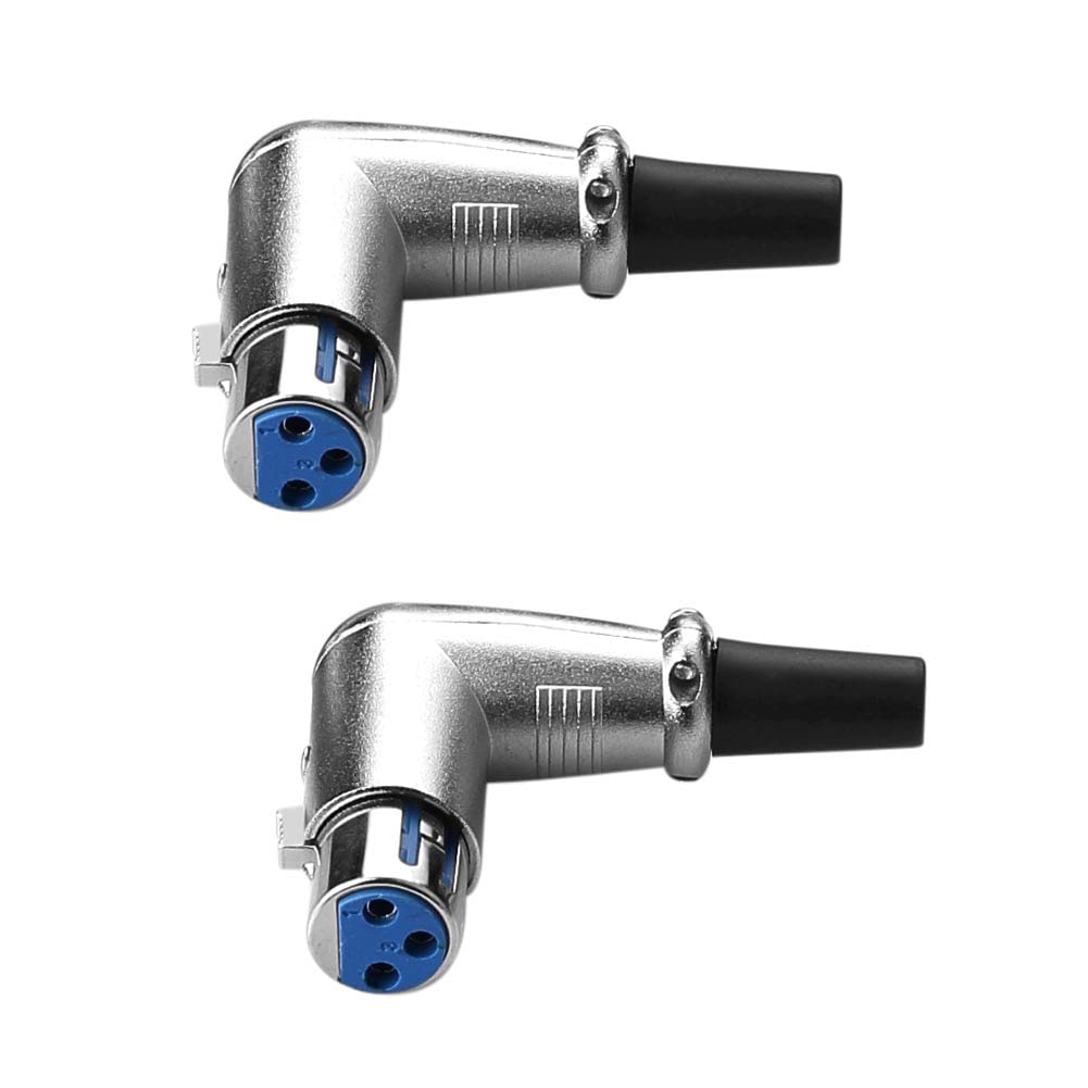 iYueMps XLR Connector, 2Pack 3-Pin 90 Degree XLR Female Plug Microphone ...