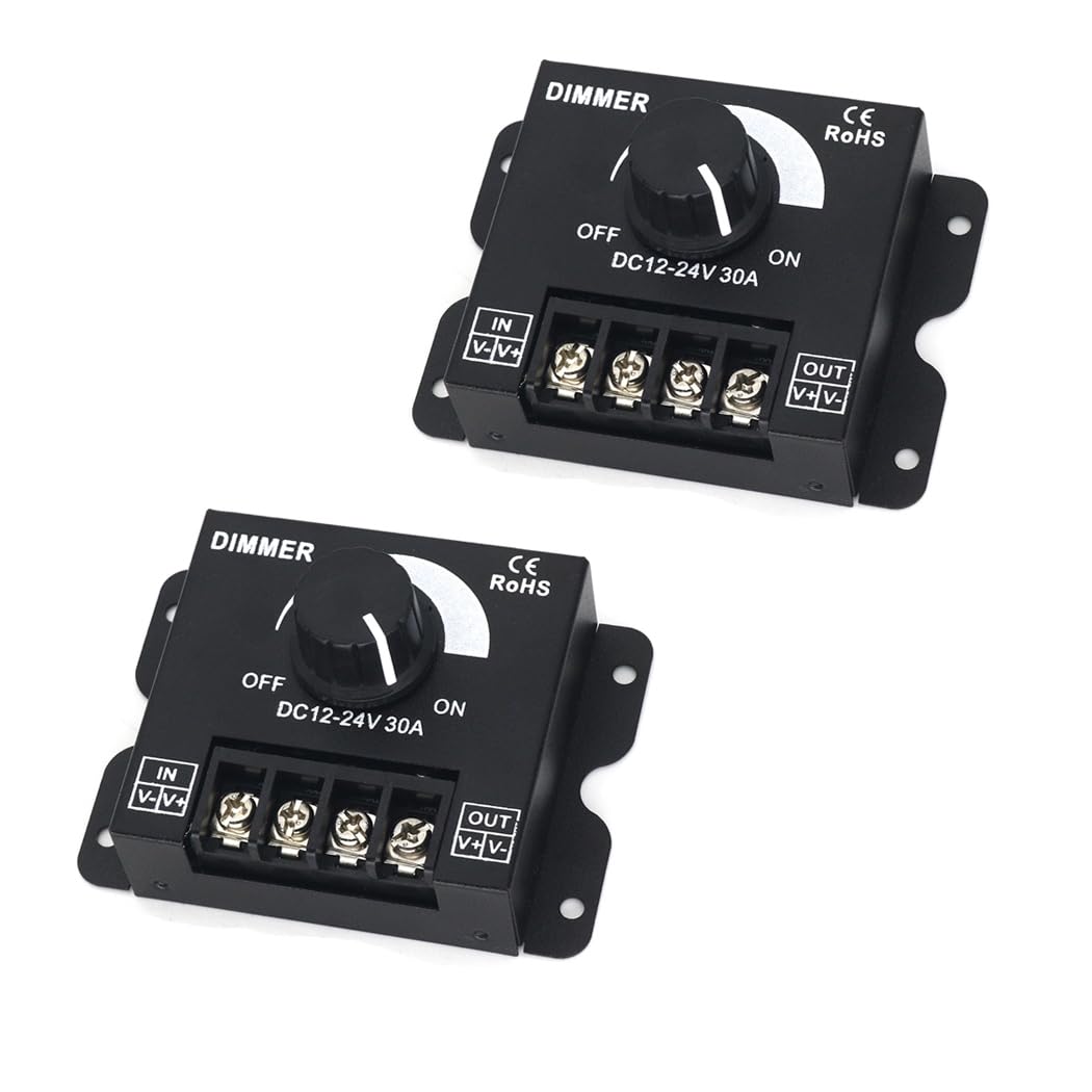 HiLetgo 2pcs LED Dimmer Switch DC 12V-24V 30A 360W LED DimmerAdjustable ...