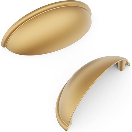 10 Pack Light Brass Bin Cup Pulls Light Brushed Gold Cabinet Pulls ...