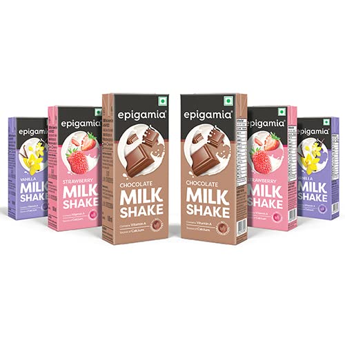 Epigamia Assorted milkshake, 180ml (Pack of 6) (Chocolate +Stawberry +Vanilla) : Amazon.in ...